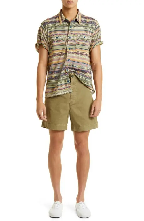 Double Rl Herringbone Cotton Twill Field Shorts - Faded Olive